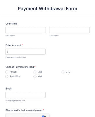 Payment Withdrawal Form Template | Jotform