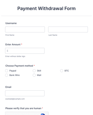 Payment Withdrawal Form Template | Jotform