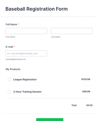PayU Baseball Registration Form Template | Jotform