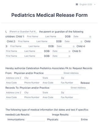 Pediatrics Medical Release Form Template | Jotform