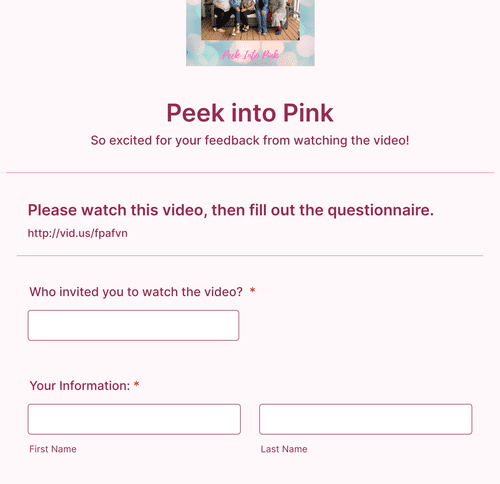 Peek into Pink Form Template | Jotform