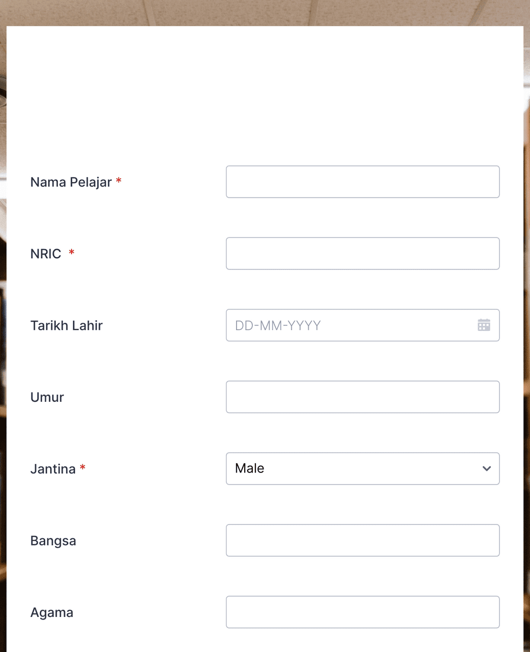Pendaftaran Kelas Tuisyen Form Template | Jotform