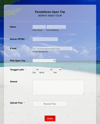 Pendaftaran Open Trip Template Formulir | Jotform