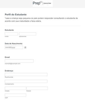 Perfil do Estudante Modelo de Formulário | Jotform