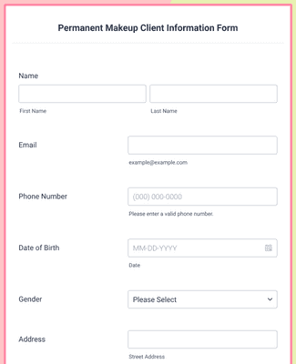 Permanent Makeup Client Information Form Template | Jotform