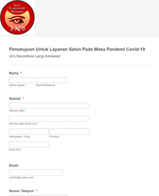 Persetujuan Klien Untuk Layanan Salon Pada Masa Pandemi Covid-19 Template Formulir | Jotform