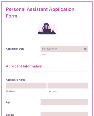 Personal Assistant Application Form Template | Jotform