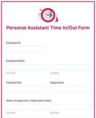 Personal Assistant Time InOut Form Template | Jotform