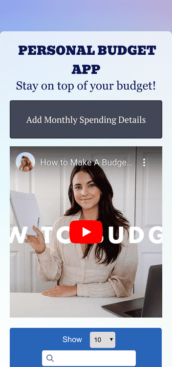 Personal Budget App Template Jotform