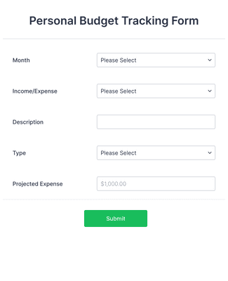 Personal Budget Tracking Form Template | Jotform