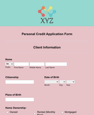 Personal Credit Application Form Template | Jotform