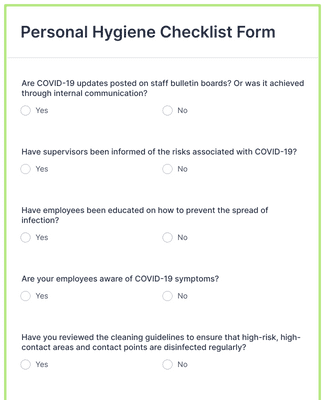 Personal Hygiene Checklist Form Template | Jotform