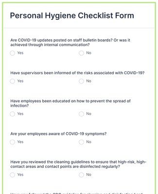 Personal Hygiene Checklist Form Template | Jotform