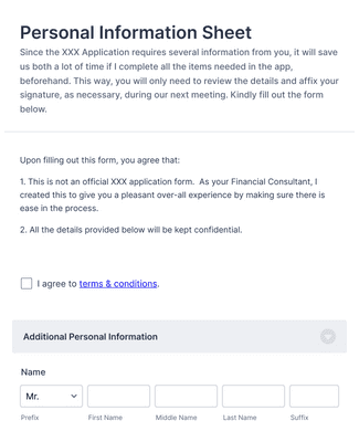 Personal Information Sheet Form Template | Jotform