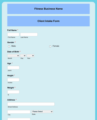 Personal Trainer Client Intake and Liability Form Template | Jotform