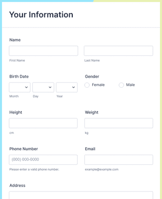 Personal Trainer Client Intake Form Template | JotForm