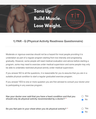 Personal Trainer: PAR-Q + INFORMED CONCENT Form Template | Jotform