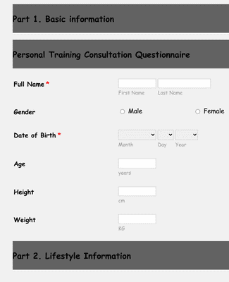 Personal Training Application Form Template | Jotform