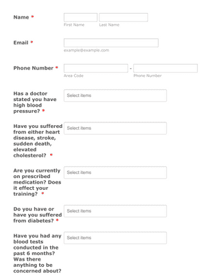 Personal Training Questionnaire STC Form Template | Jotform