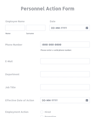Personnel Action Form Template | Jotform