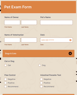 Pet Exam Form Template | Jotform