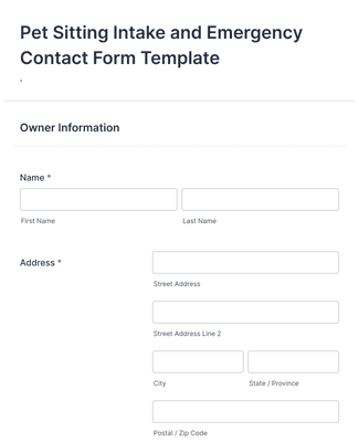 Pet Sitting Intake and Emergency Contact Form Template | Jotform
