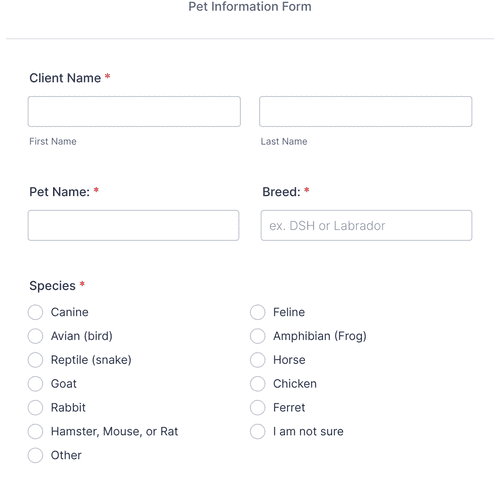 Pet Sitting Pet Form Template | Jotform