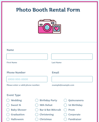 Photo Booth Rental Form Template | Jotform