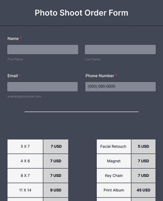Online Photo Shoot Booking Form Template | Jotform