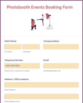 Photobooth Events Booking Form Form Template | Jotform