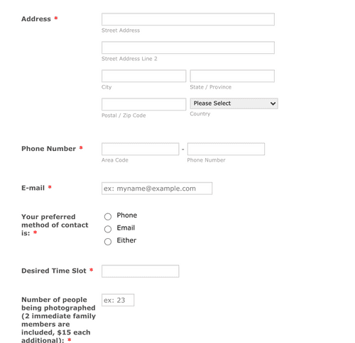 Photography Mini Session Questionnaire Form Template | Jotform