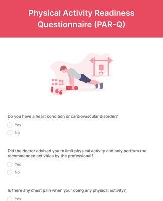 Physical Activity Readiness Questionnaire (PAR-Q) Form Template | Jotform
