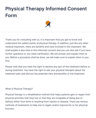 Physical Therapy Informed Consent Form Template | Jotform