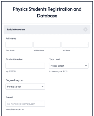 Physics Registration Form Template | Jotform