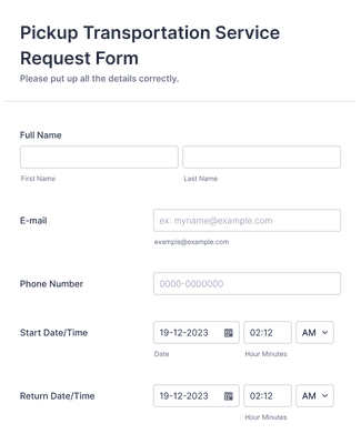 Pickup Transportation Service Request Form Template | Jotform