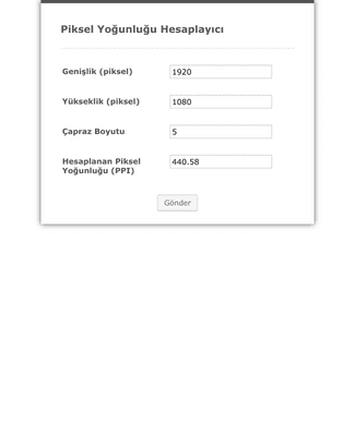 Piksel Yoğunluğu Hesaplama Form Şablonu | Jotform