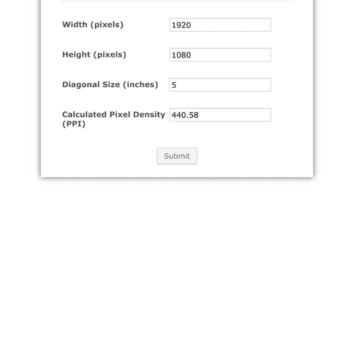 Pixel Density Calculator (PPI Calculator) Form Template | Jotform