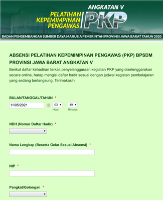 PKP ANGKATAN V 2020 Template Formulir | Jotform
