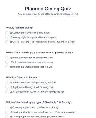 Planned Giving Quiz Form Template | Jotform