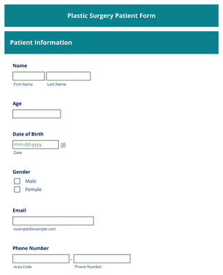 Plastic Surgery Patient Form Template | Jotform