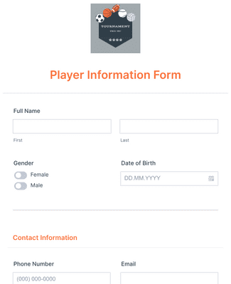 Player Information Form Template | Jotform