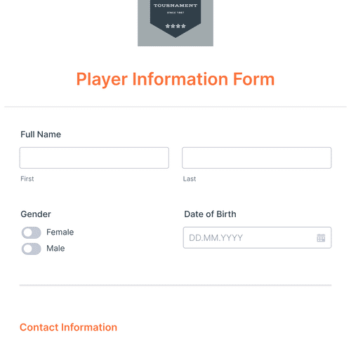 Player Information Form Template | Jotform
