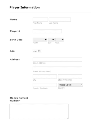 Player Profile Form Template | Jotform