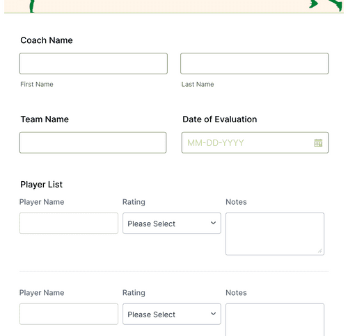 Player Ratings Form Template | Jotform