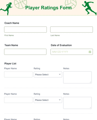 Player Ratings Form Template | Jotform