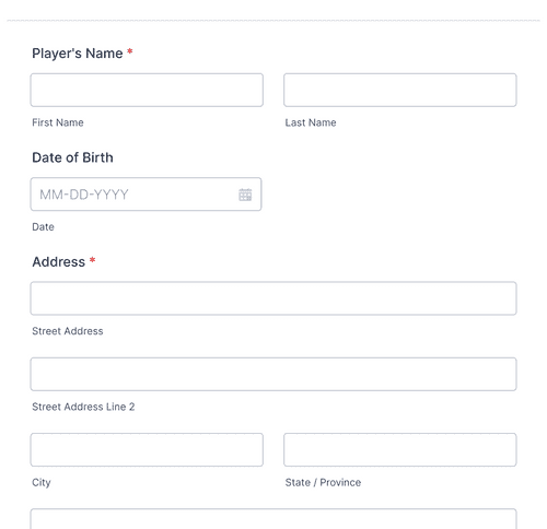 Player Tryout Registration Form Template | Jotform
