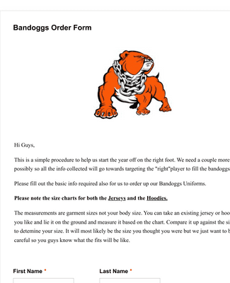 Jerseys and Hoodies Order Form Template | Jotform