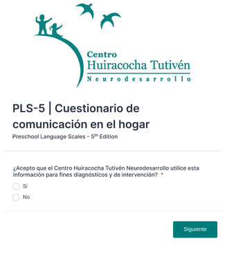 PLS-5 | Cuestionario de comunicación en el hogar Plantilla de ...