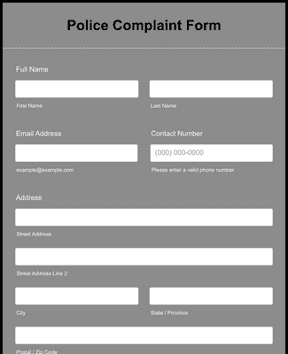 Police Complaint Form Template | Jotform