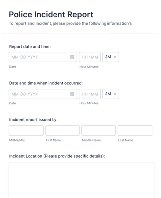 Free Police Incident Report Template Form Template | Jotform
